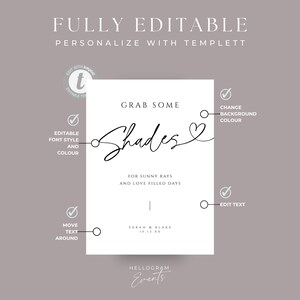 Sunglasses Wedding Sign, Please Take Some Shades, Minimalist Shower ...