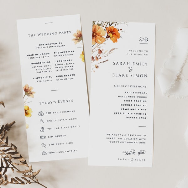 Fall Wedding Program - Etsy