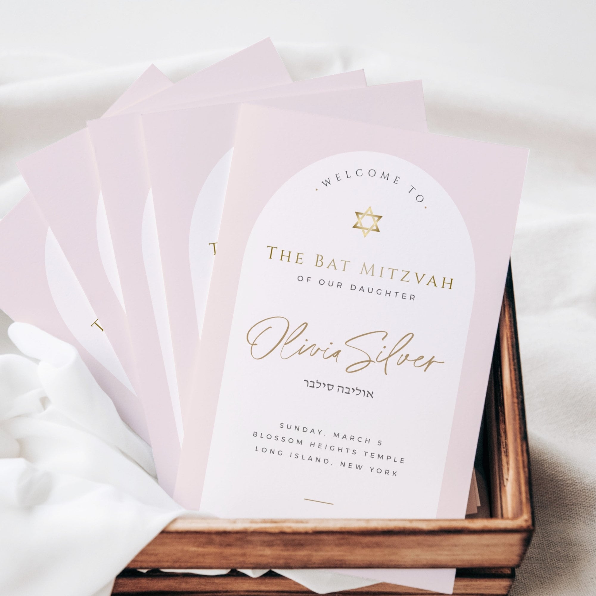 Bat Mitzvah Program Template, Editable Minimal Bar Mitzvah Party ...