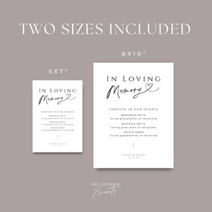 In Loving Memory of With Names for Wedding, Minimal Forever in Heart ...