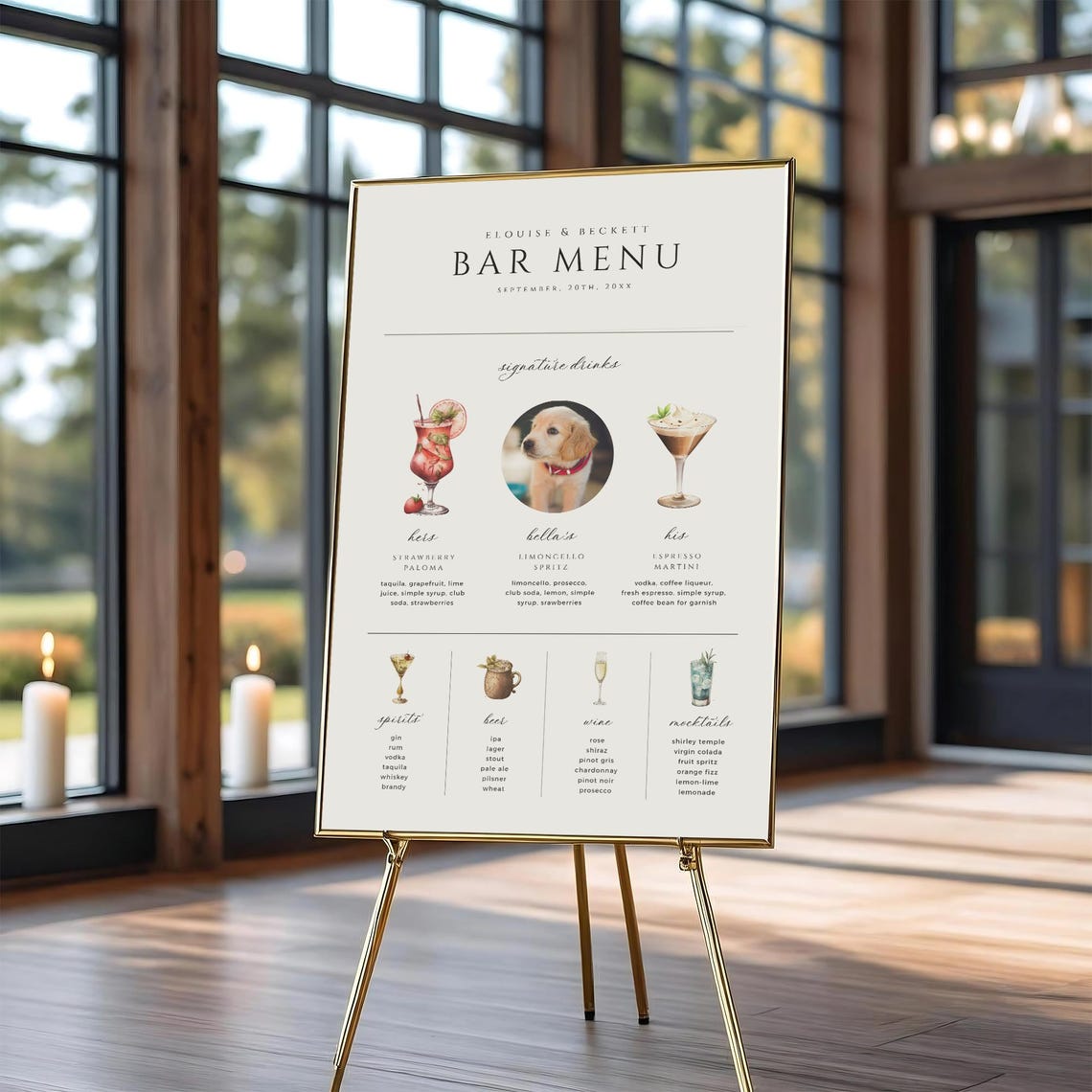 Pet Signature Drink Bar Menu, His Hers Ours Reception Sign, Dog ...
