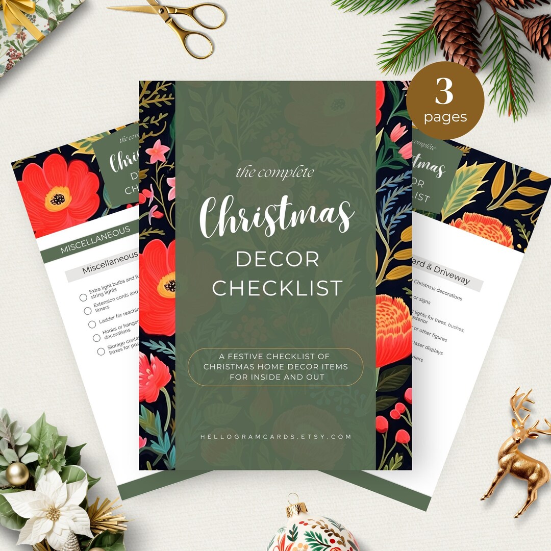 Christmas Decor Checklist, Printable Holiday Season Decorating Planner ...