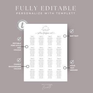 Bar Mitzvah Seating Chart, Table Numbers Seat Board Plan, Printable ...