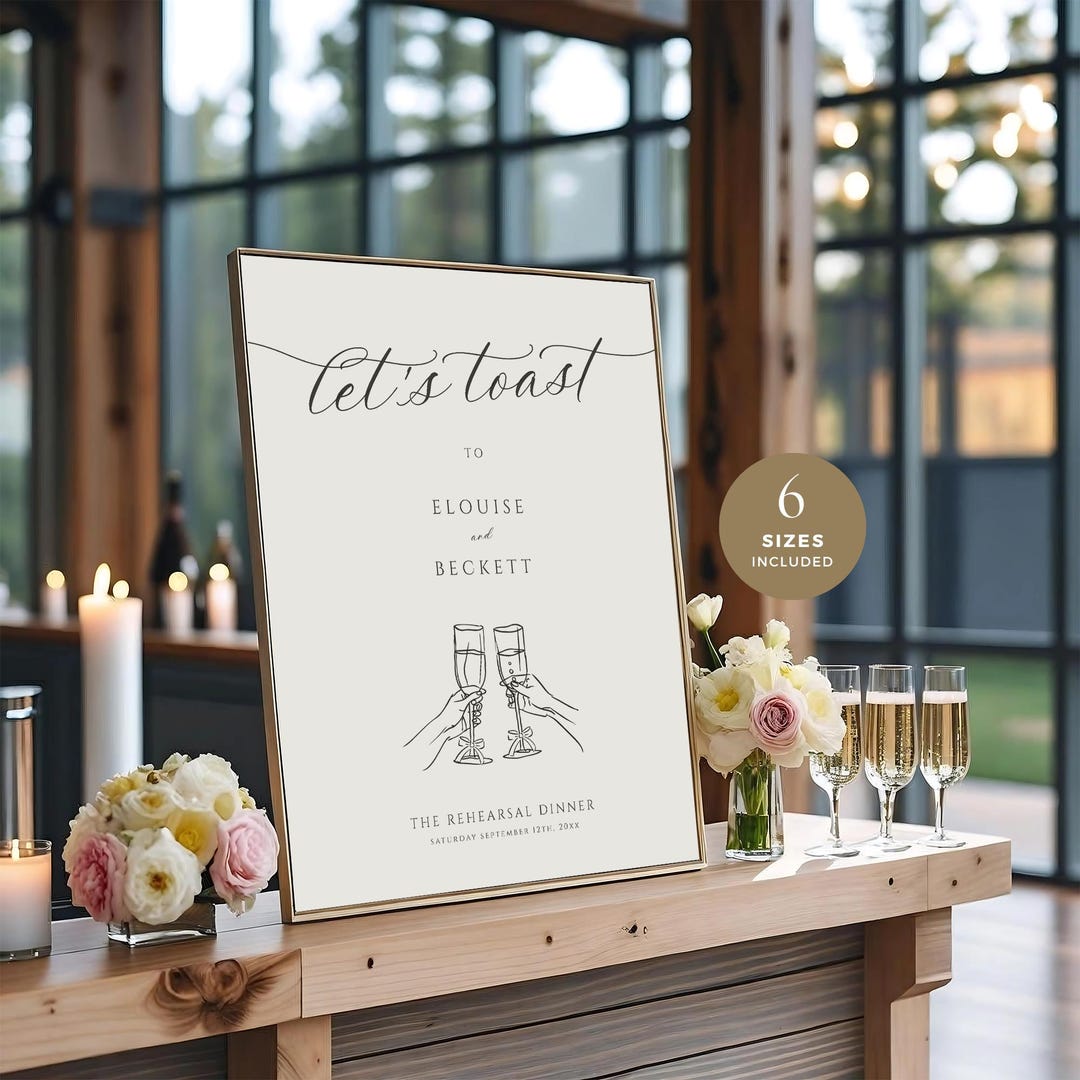 Lets Toast Rehearsal Dinner Table Sign, Wedding Welcome Party Poster ...