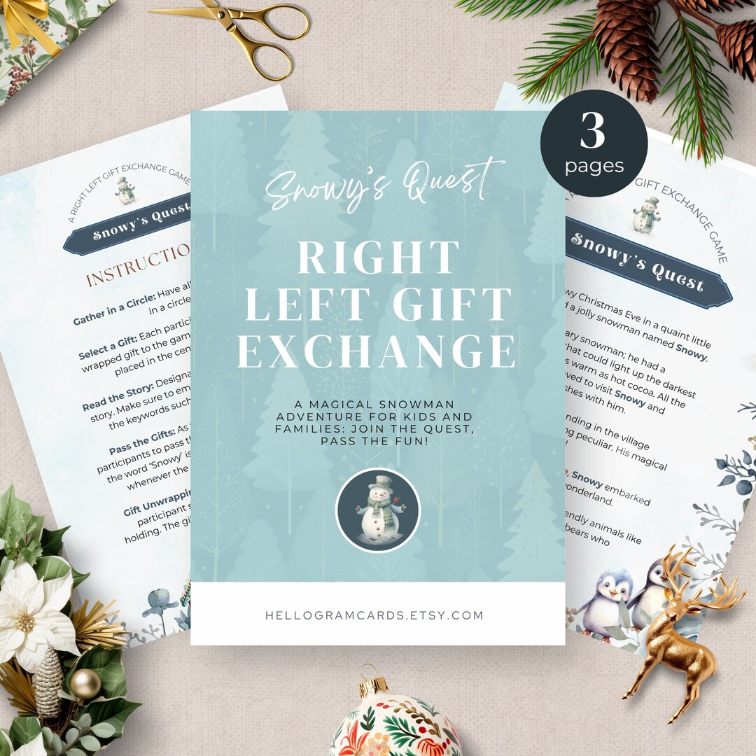 Right Left Christmas Gift Exchange Story, Family Holiday Activity, Kids ...