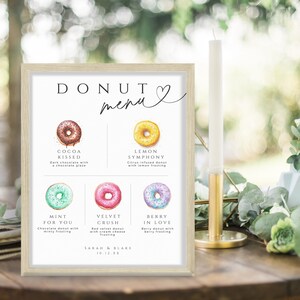 Donut Bar Menu, Wedding Dessert Table Sign, Editable Modern Printable ...