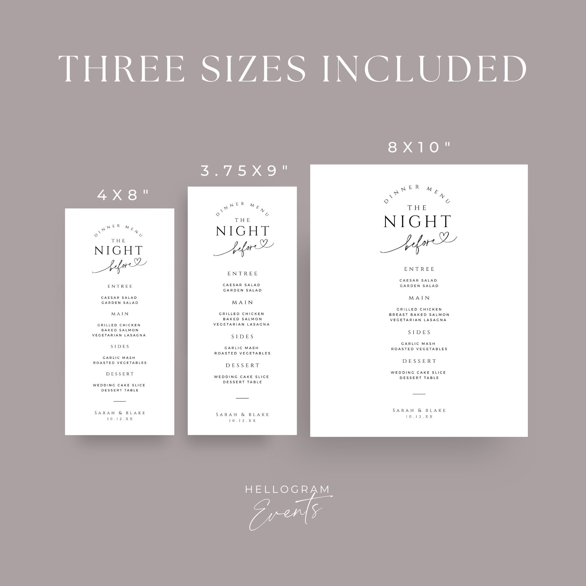 Rehearsal Dinner Menu and Name Card, Editable Wedding Guest Place Card ...