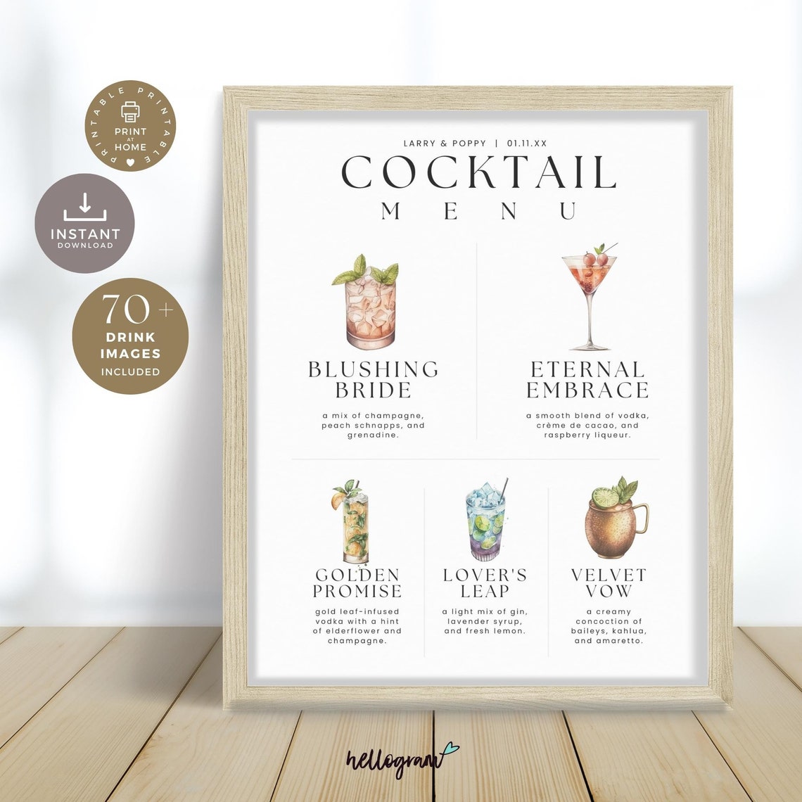 Signature Cocktail Sign Photos, Minimalistic Editable Bar Menu Recipe ...