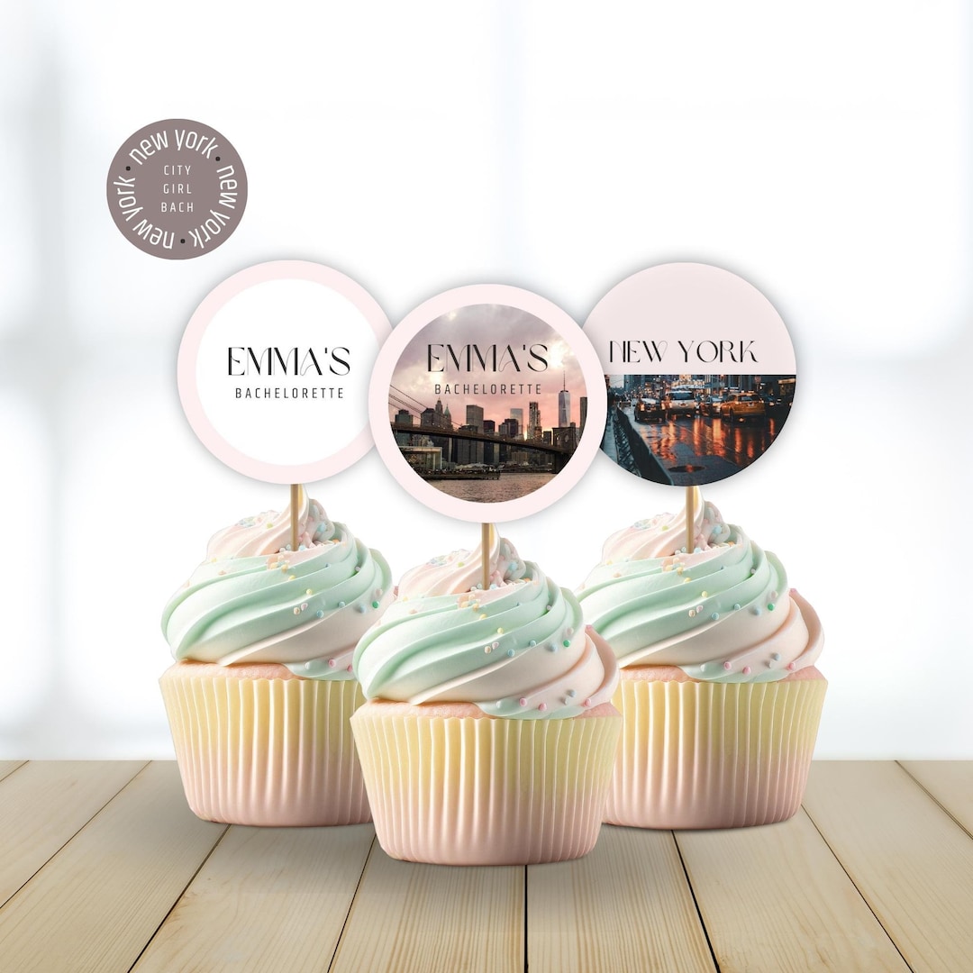 NYC Bachelorette Party Cupcake Topper, New York Cake Topper, Bridal ...