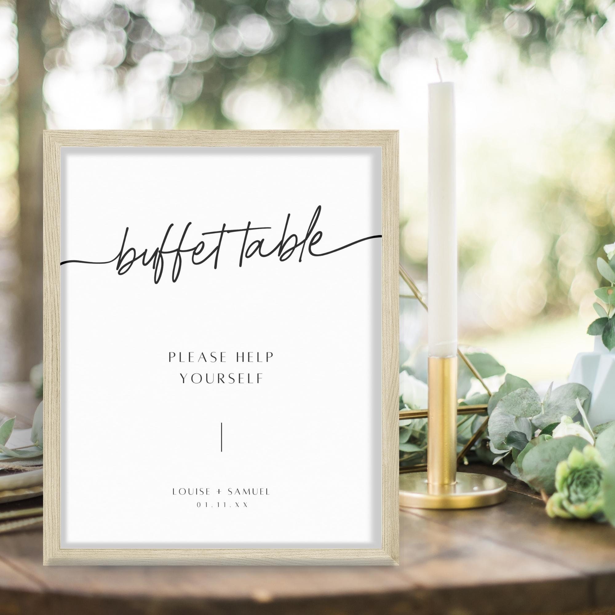 Buffet Sign Template, Minimalist Wedding Food Template, Printable ...