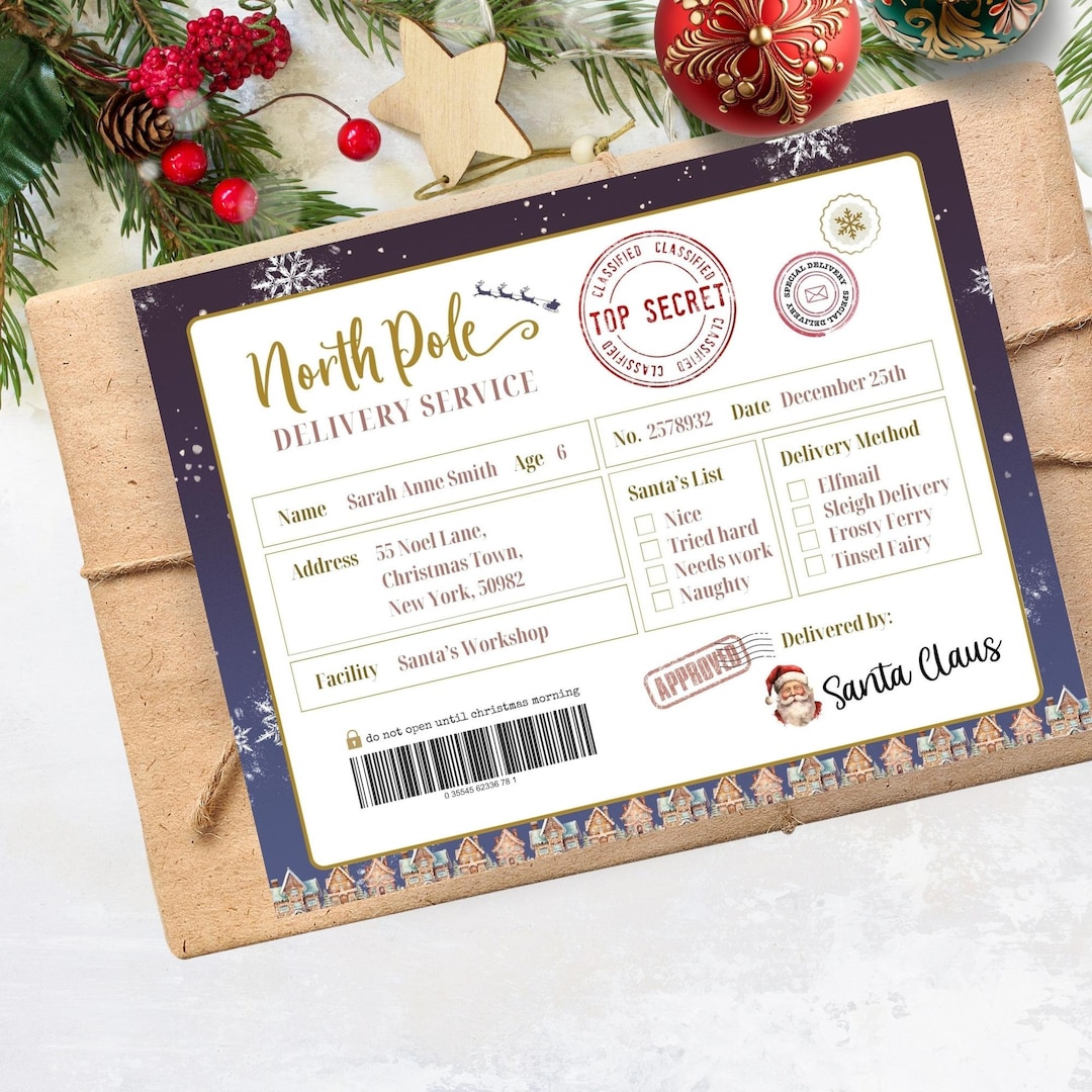 Santa Mail Label Air, Editable North Pole Shipping Stickers, Printable ...