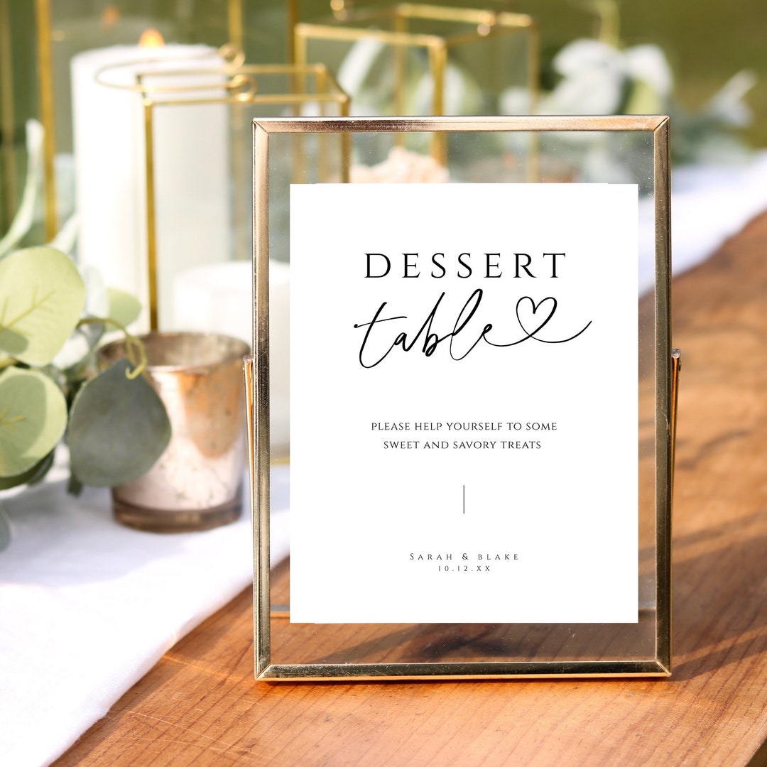Dessert Bar Wedding Sign, Sweet Table Signage, Printable Editable ...