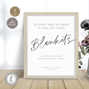 Wedding Blanket Sign Printable, Minimalist Modern Outdoor Guest, to ...