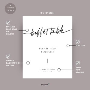 Buffet Sign Template, Minimalist Wedding Food Template, Printable ...