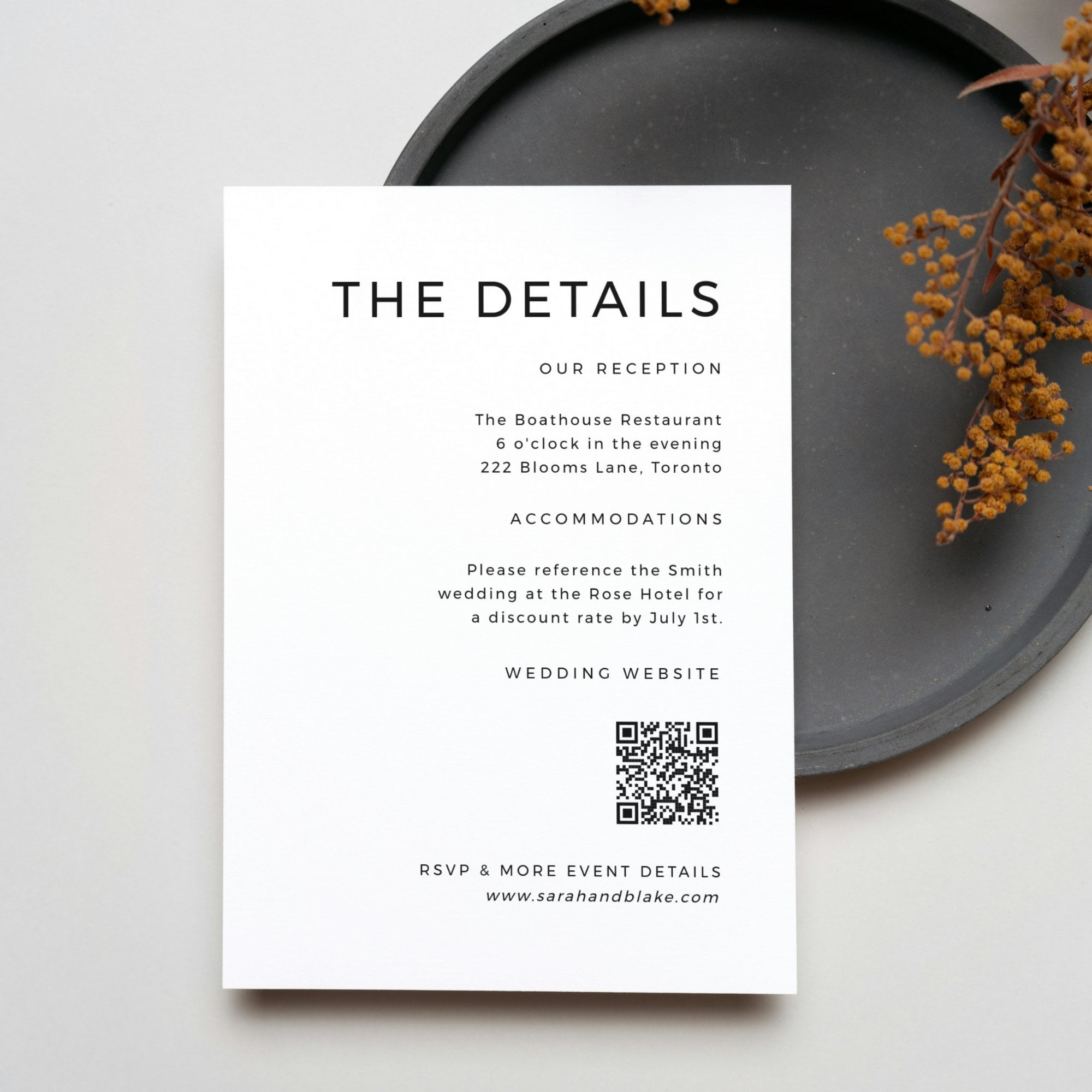 Wedding Invite QR Code Insert, Detail Card Enclosure Template, Editable ...