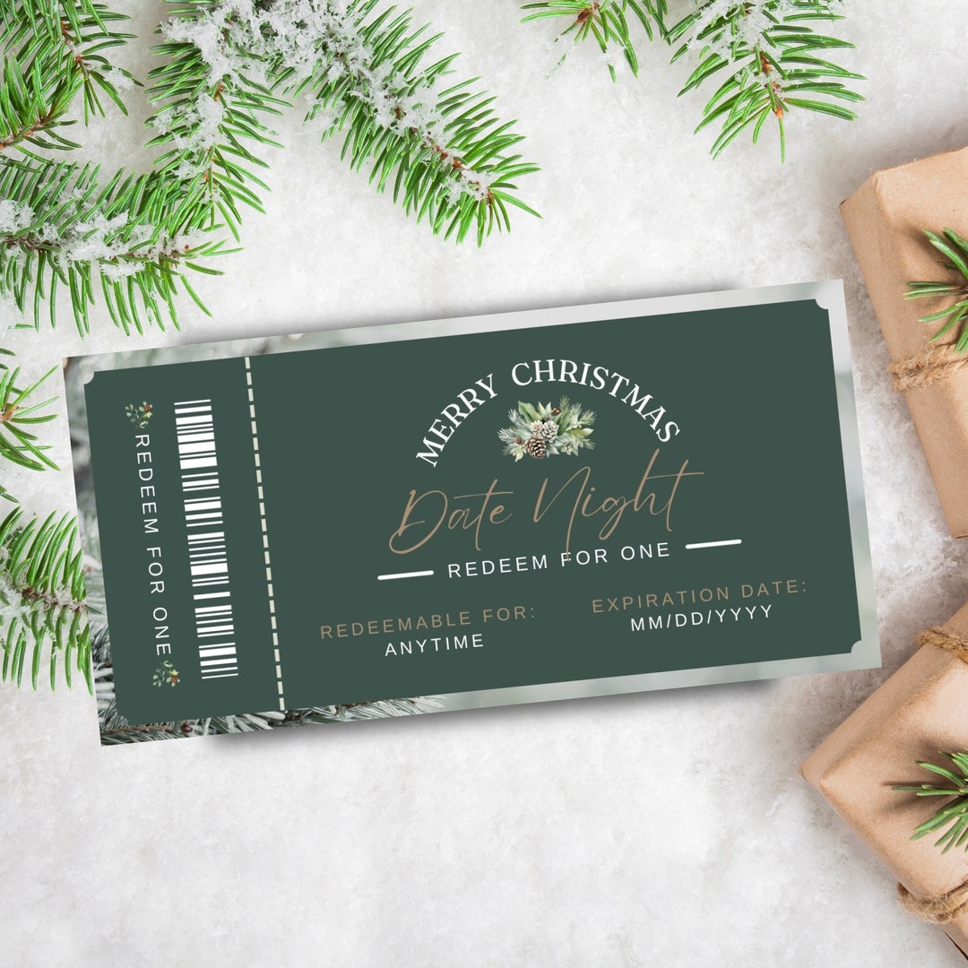 Date Night Gift Certificate Template, Christmas Gift for Parents ...