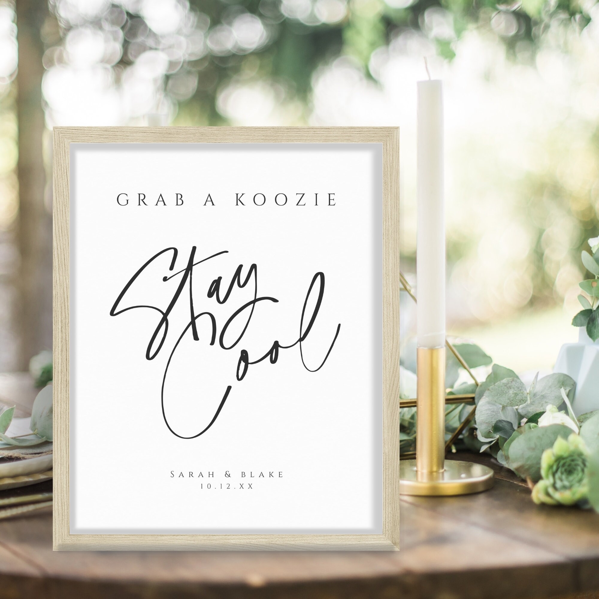 Koozie Wedding Favor Sign, Modern Minimalist Drink Favour, Printable ...