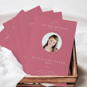 Bat Mitzvah Program Template, Editable Minimal Jewish Party, Printable ...