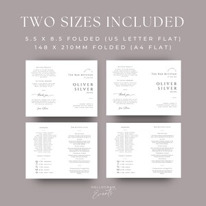 Bar Mitzvah Program Template, Editable Folded Minimal A4 Letter ...