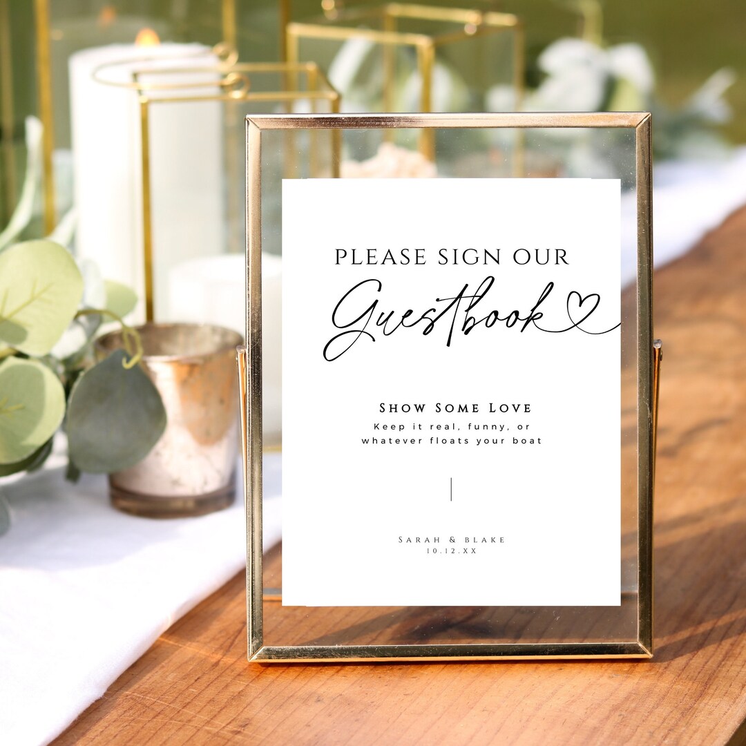 Modern Wedding Guestbook Sign, Printable Guest Book Signage, Minimal ...