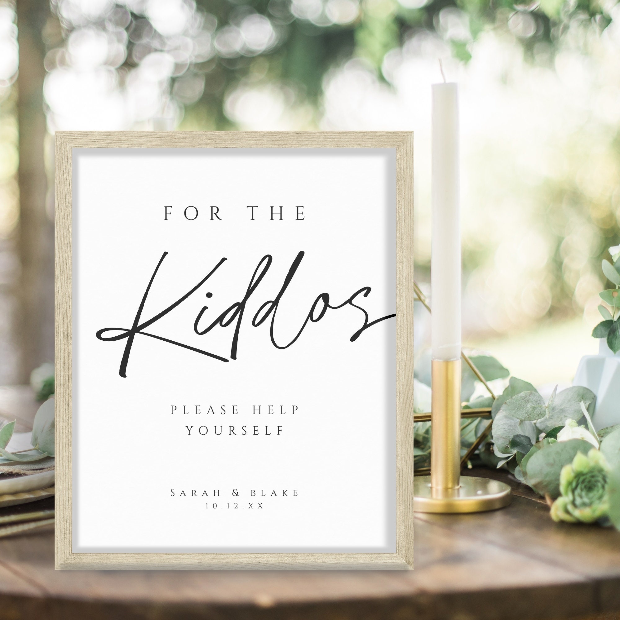 Kids Activity Sign for Wedding, Minimal Kiddos Favor Signage, Printable ...