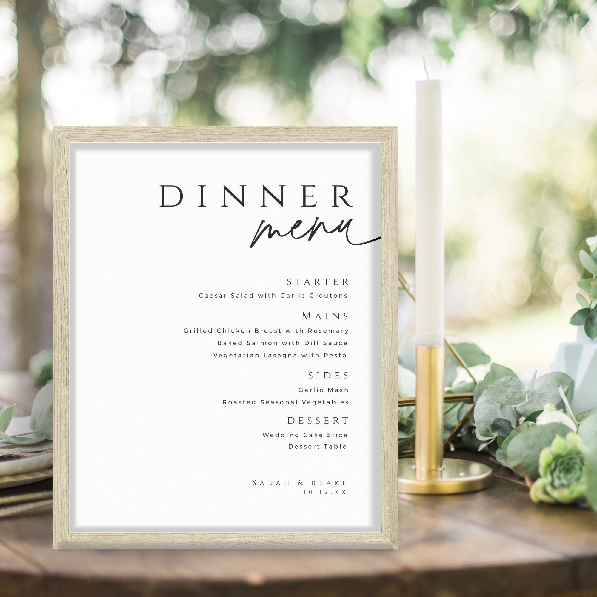 Wedding Menu Sign for Buffet, Editable Dinner Menu Template, Printable ...