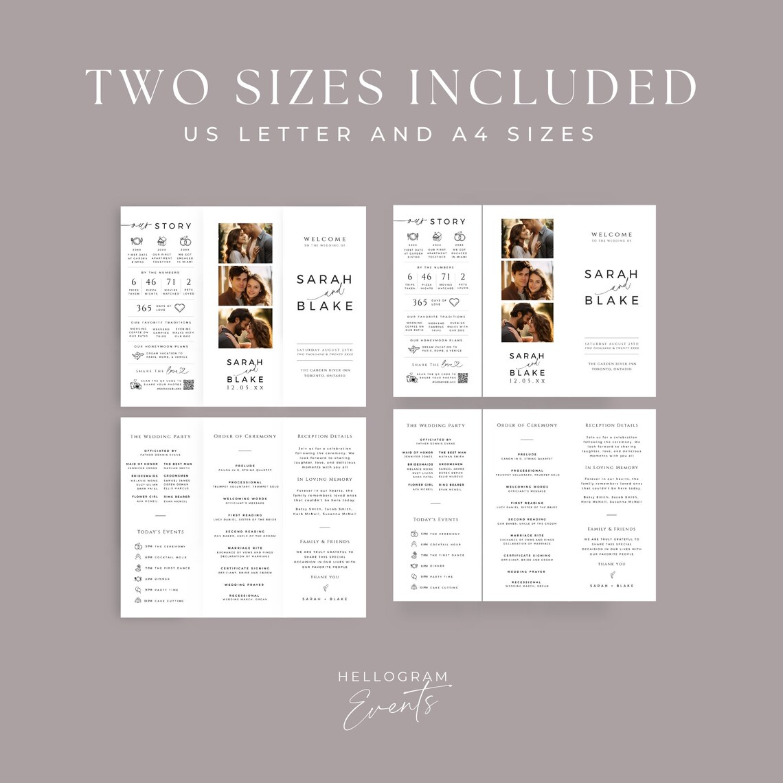 Wedding Program Template Trifold, Infographic Itinerary Booklet ...