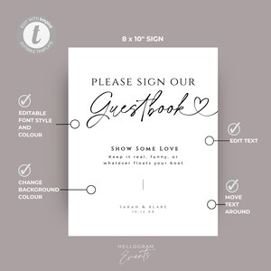 Modern Wedding Guestbook Sign, Printable Guest Book Signage, Minimal ...