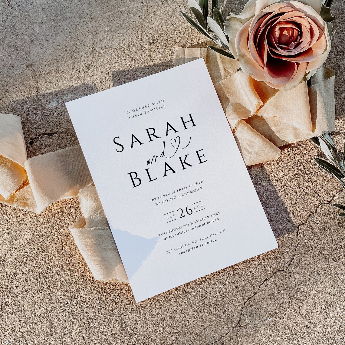 Minimal Wedding Invitation Suite QR Code, Ceremony Invite and Details ...