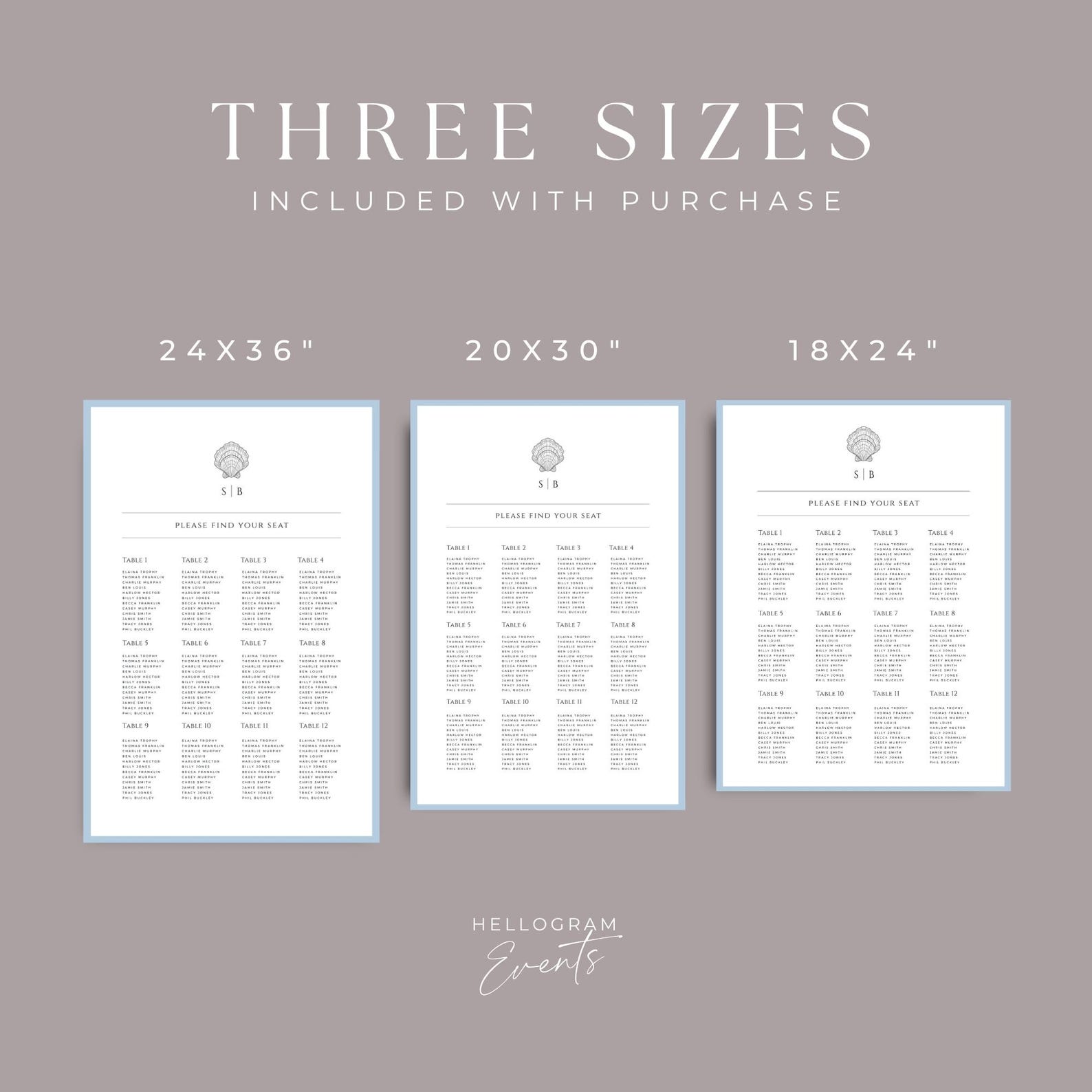 Coastal Wedding Seating Chart, Dusty Blue Seat Plan, Destination Beach ...