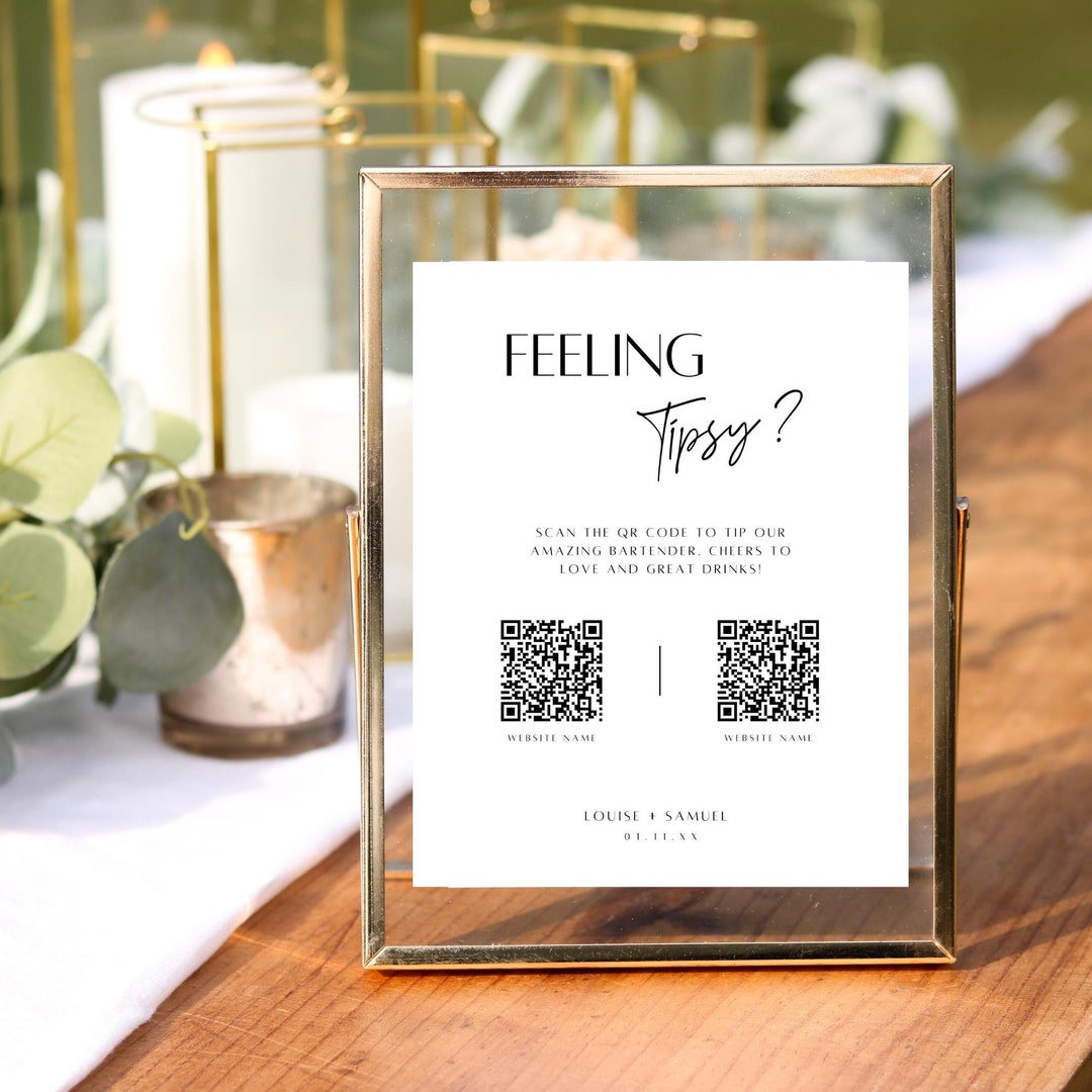 Editable Feeling Tipsy Wedding Sign, Tip Jar Template, Minimalist Two ...