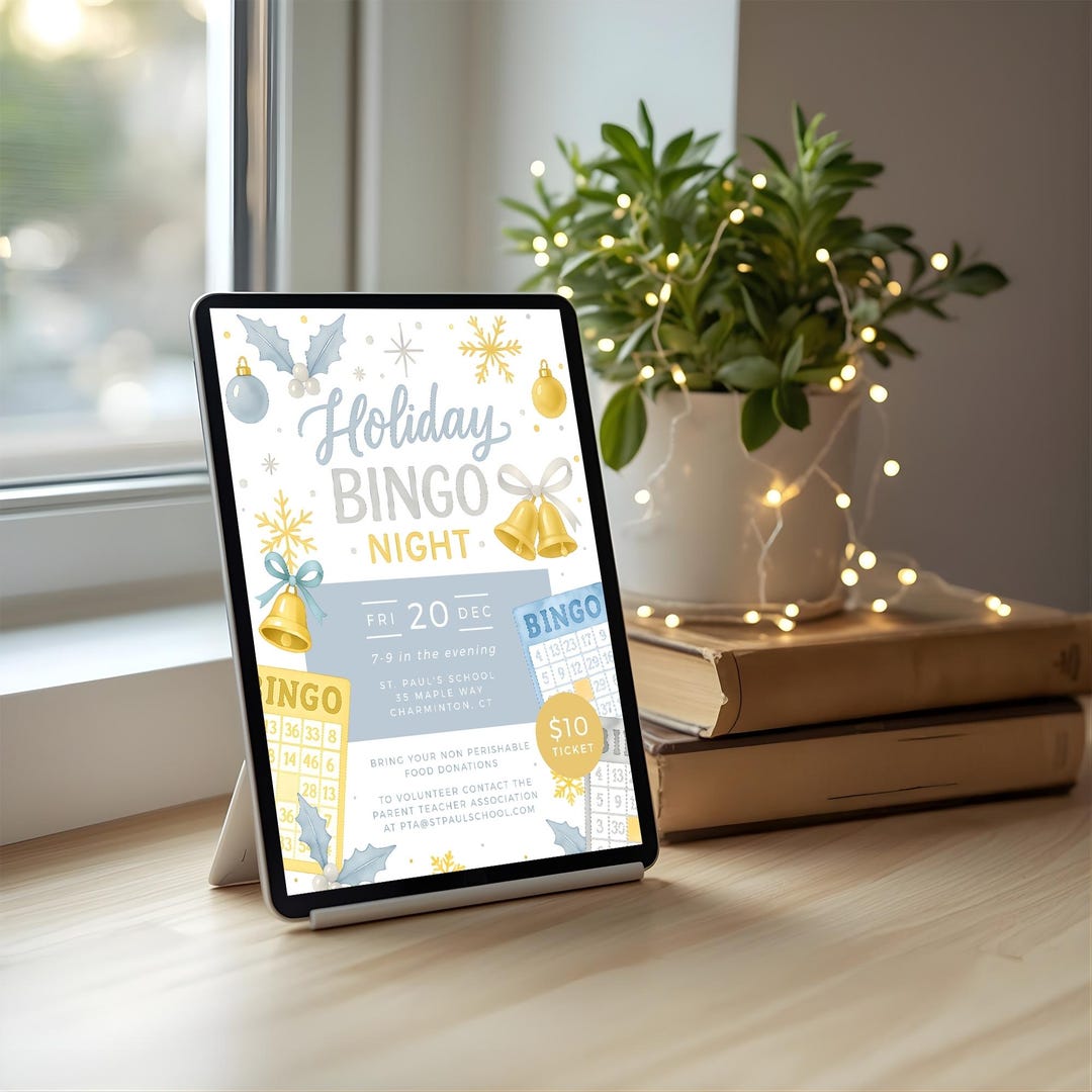 Holiday Bingo Flyer, Christmas Fundraiser Template, School Event Poster ...