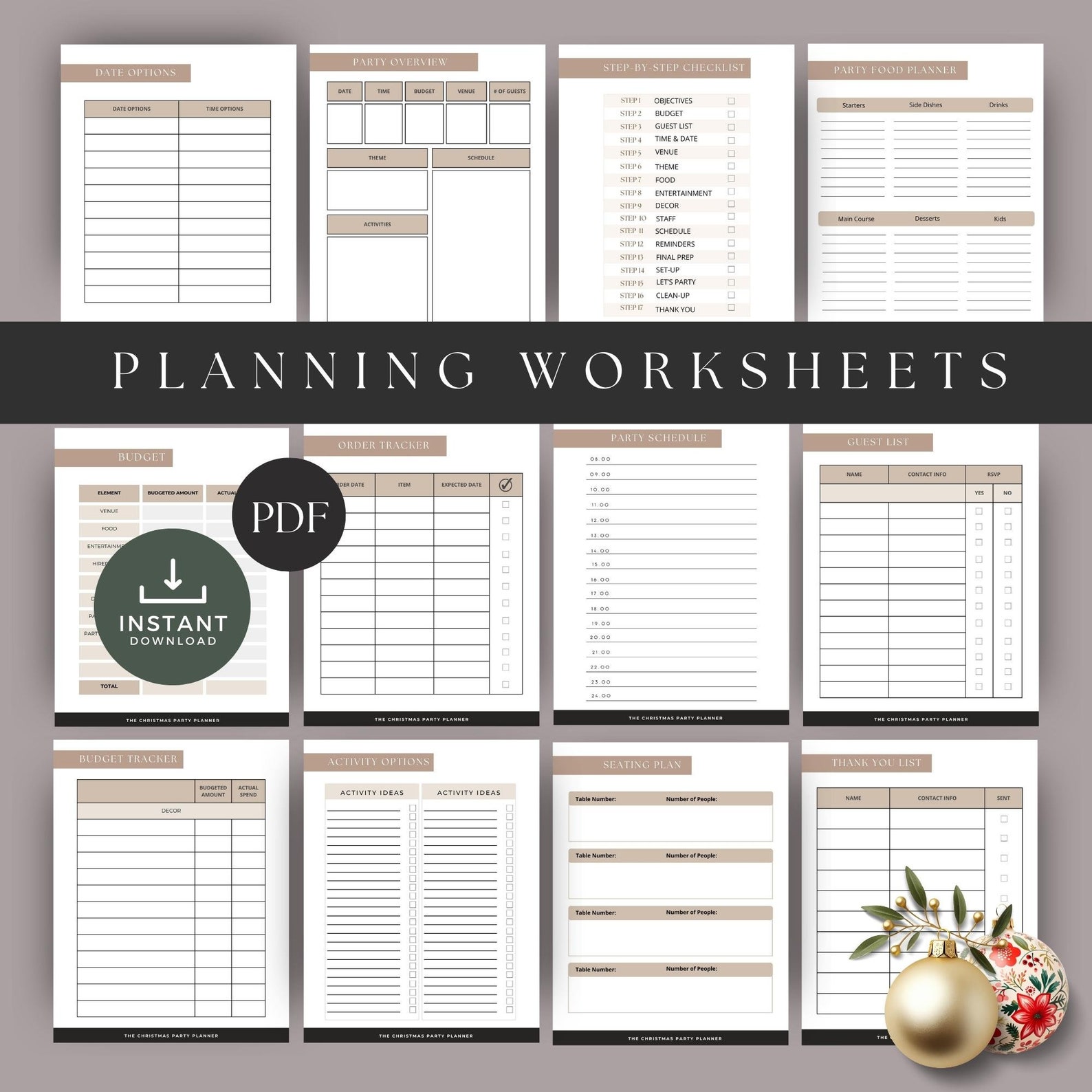 Christmas Event Party Planner, Printable Holiday Step Checklist ...