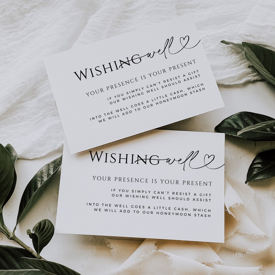 Honeymoon Fund Card Insert, Minimalist Wishing Well Card, Printable ...