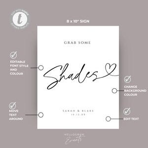 Sunglasses Wedding Sign, Please Take Some Shades, Minimalist Shower ...