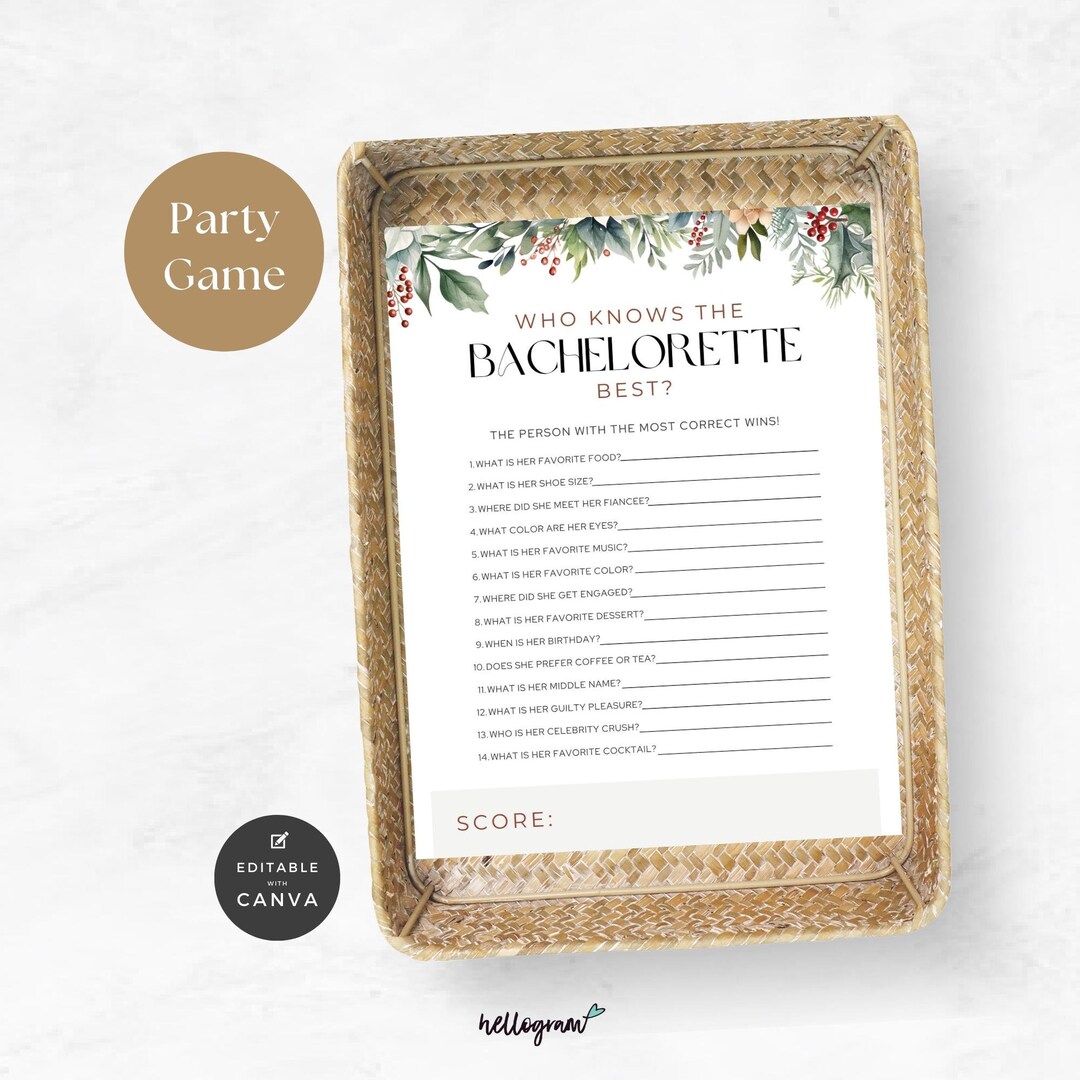 Christmas Bachelorette Party Game, Funny Knows Bride Trivia, Bach ...