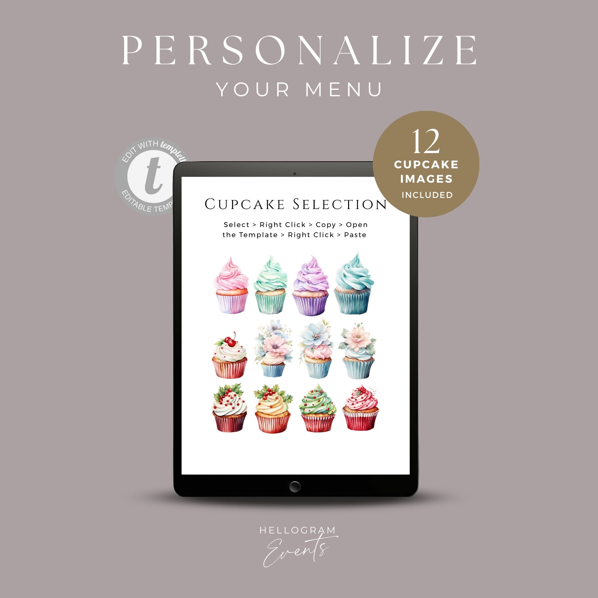 Cupcake Menu Template, Minimal Wedding Cake Sign, Modern Printable ...