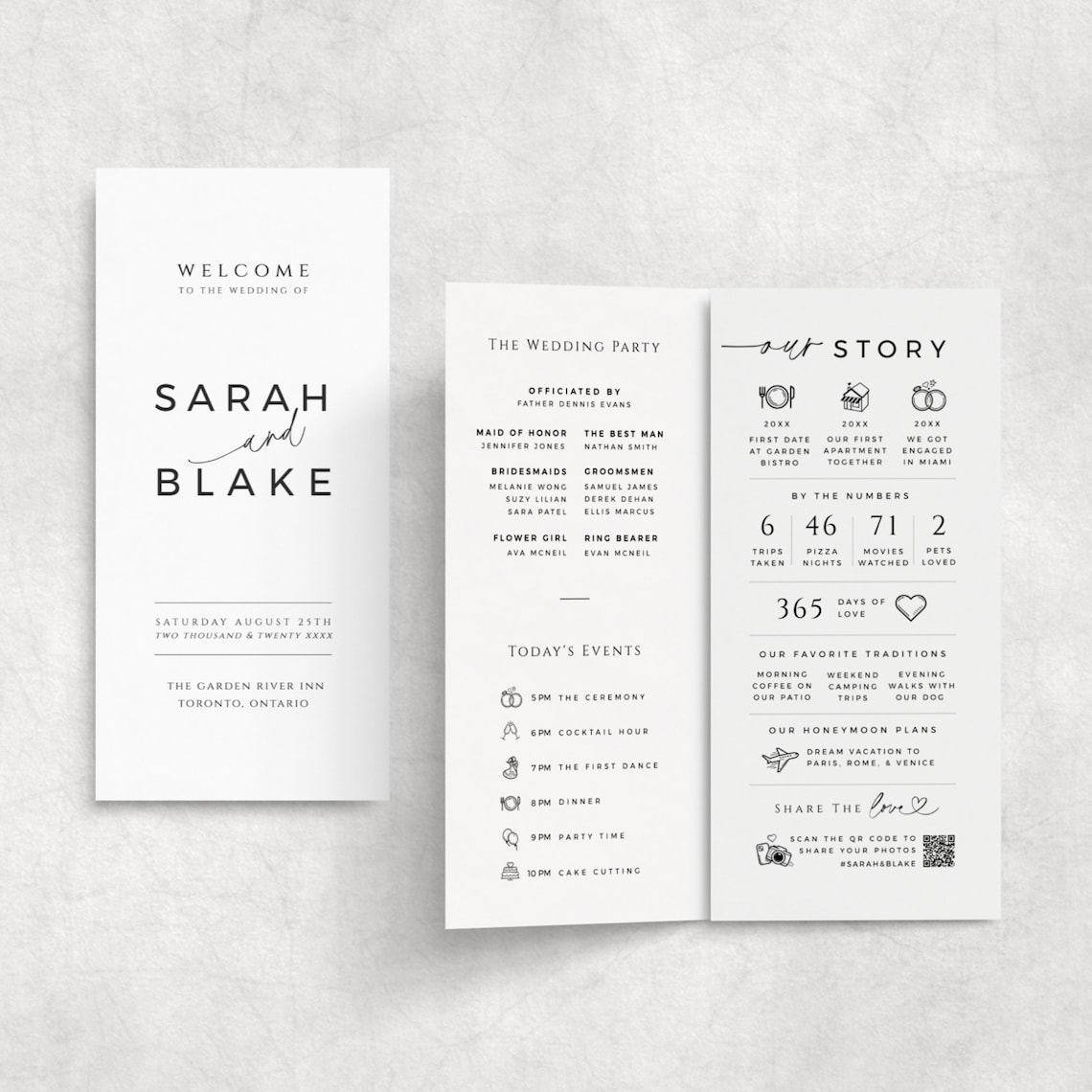 Wedding Program Template Trifold, Infographic Itinerary Booklet ...