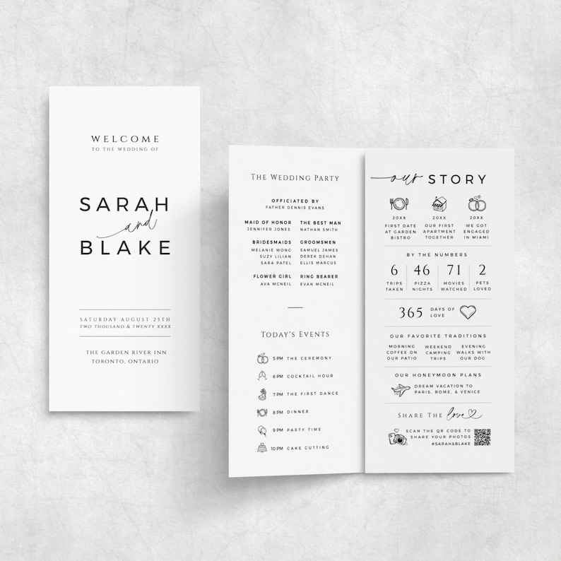Wedding Program Template Trifold, Infographic Itinerary Booklet ...