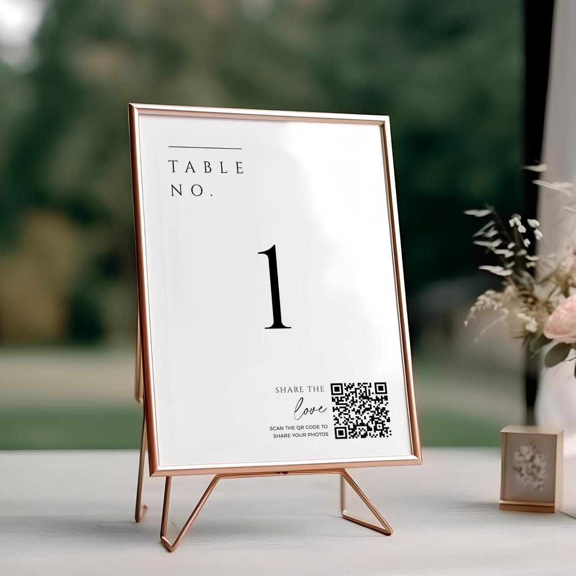 Wedding Table Number Sign QR Code, Share the Love, Photo Capture ...