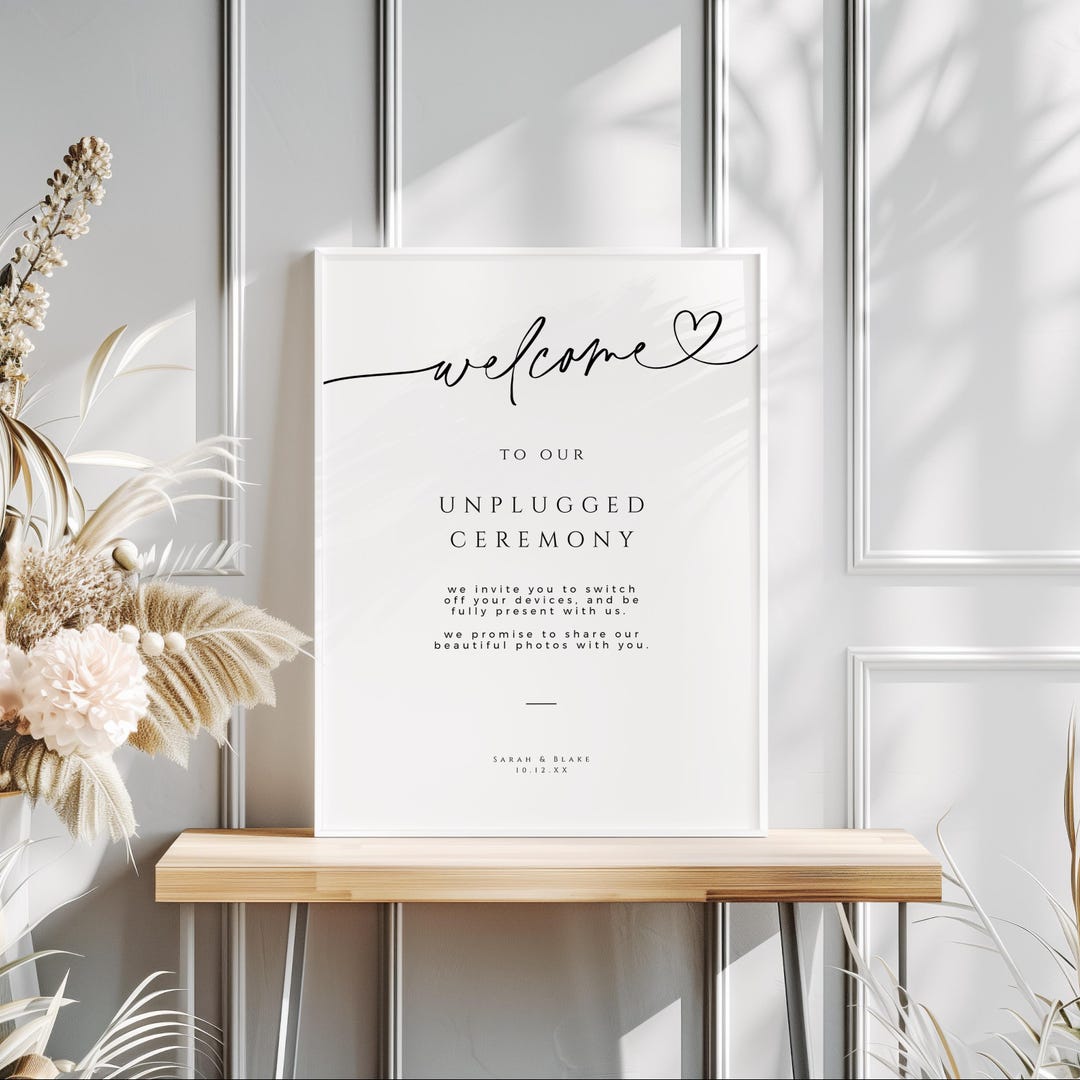 Welcome to Our Unplugged Ceremony Sign, Minimal Wedding Pick a Seat ...