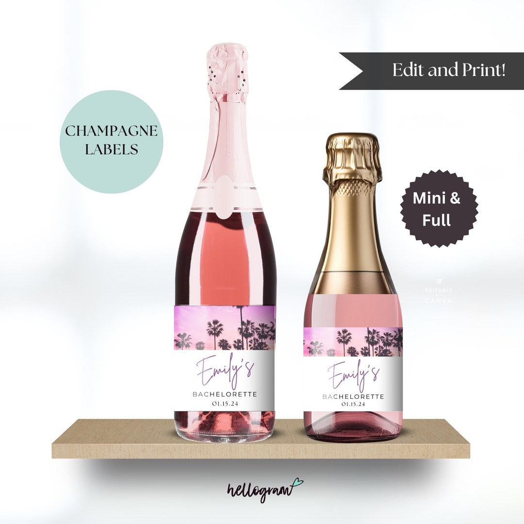 Mini Champagne Bottle Labels, Bachelorette Bubbly, Bridesmaid Proposal ...