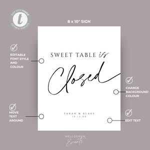Dessert Table Closed, Editable Sweet Station Wedding Sign, Printable ...