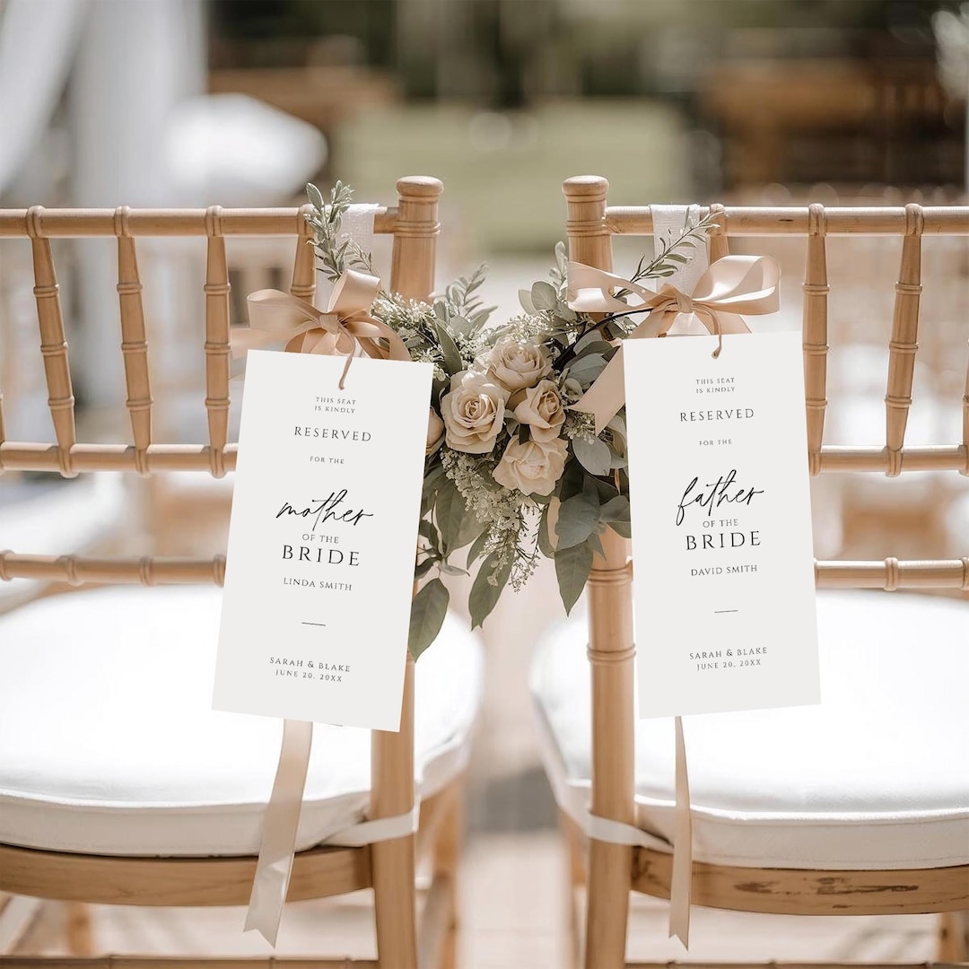 Reserved Seat Sign With Names, Saved Row Wedding Tag Template, Reserve ...