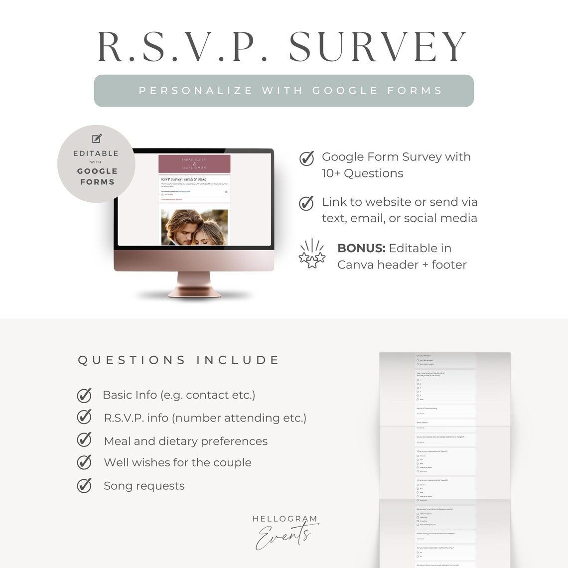 Canva Wedding Website Template, Google Forms RSVP Survey, Burnt Orange ...