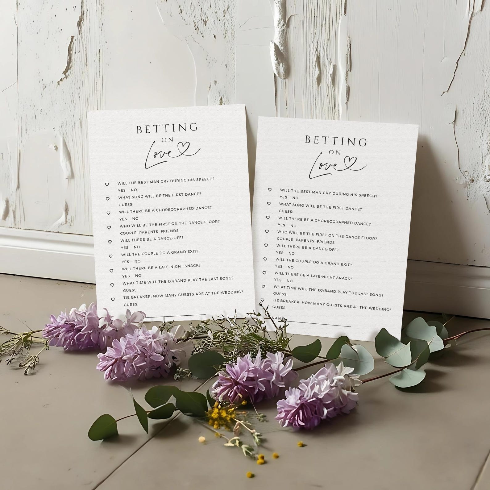 Betting on the Wedding, Place Your Bets Card, Reception Prop Bet ...
