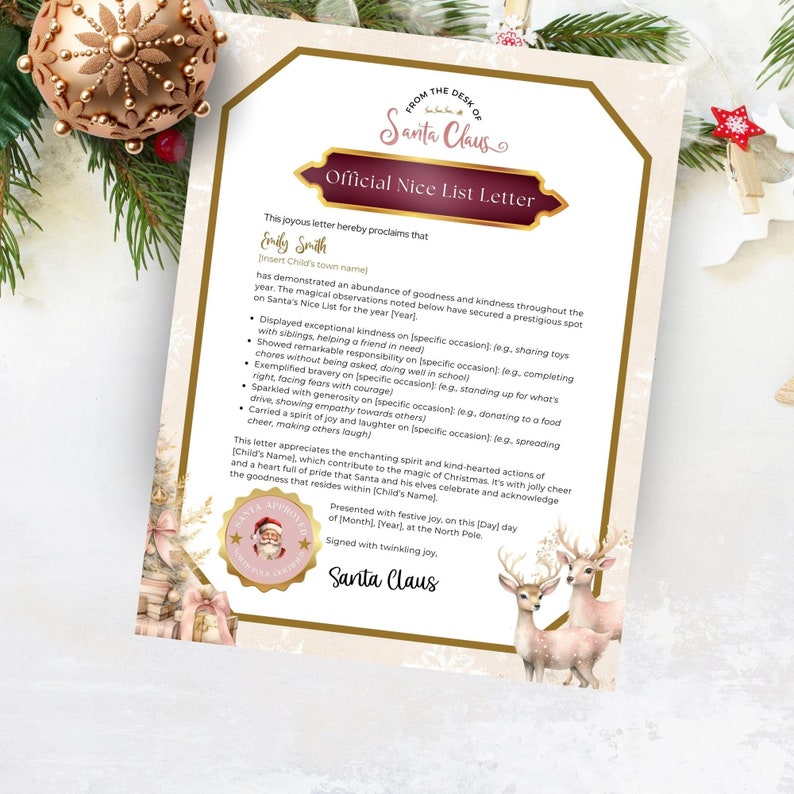 Personalized Printable Letter From Santa, Christmas Eve North Pole ...