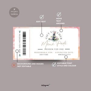 Mani Pedi Gift Voucher, Printable Birthday Certificate, Custom Editable ...