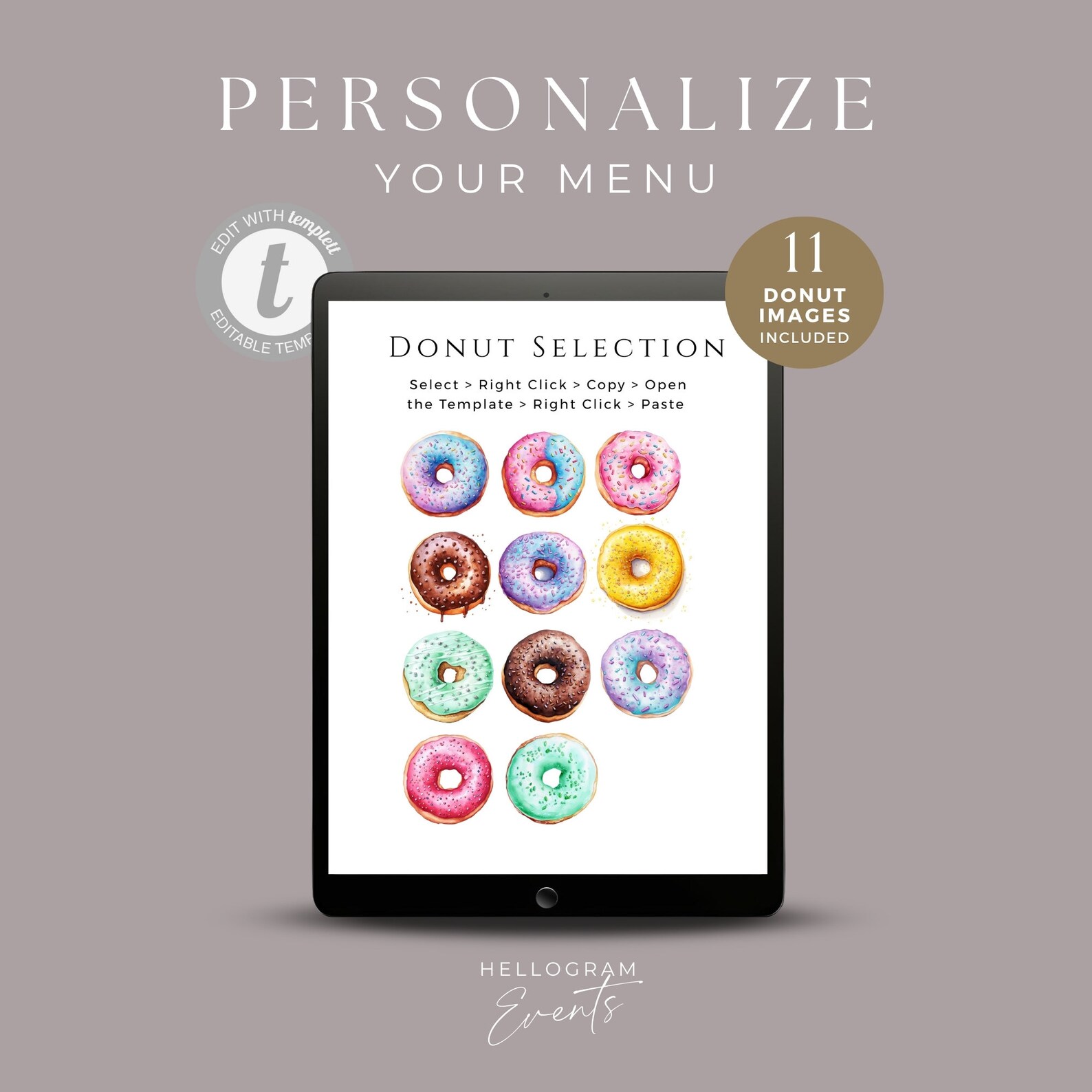 Donut Bar Menu, Wedding Dessert Table Sign, Editable Modern Printable ...