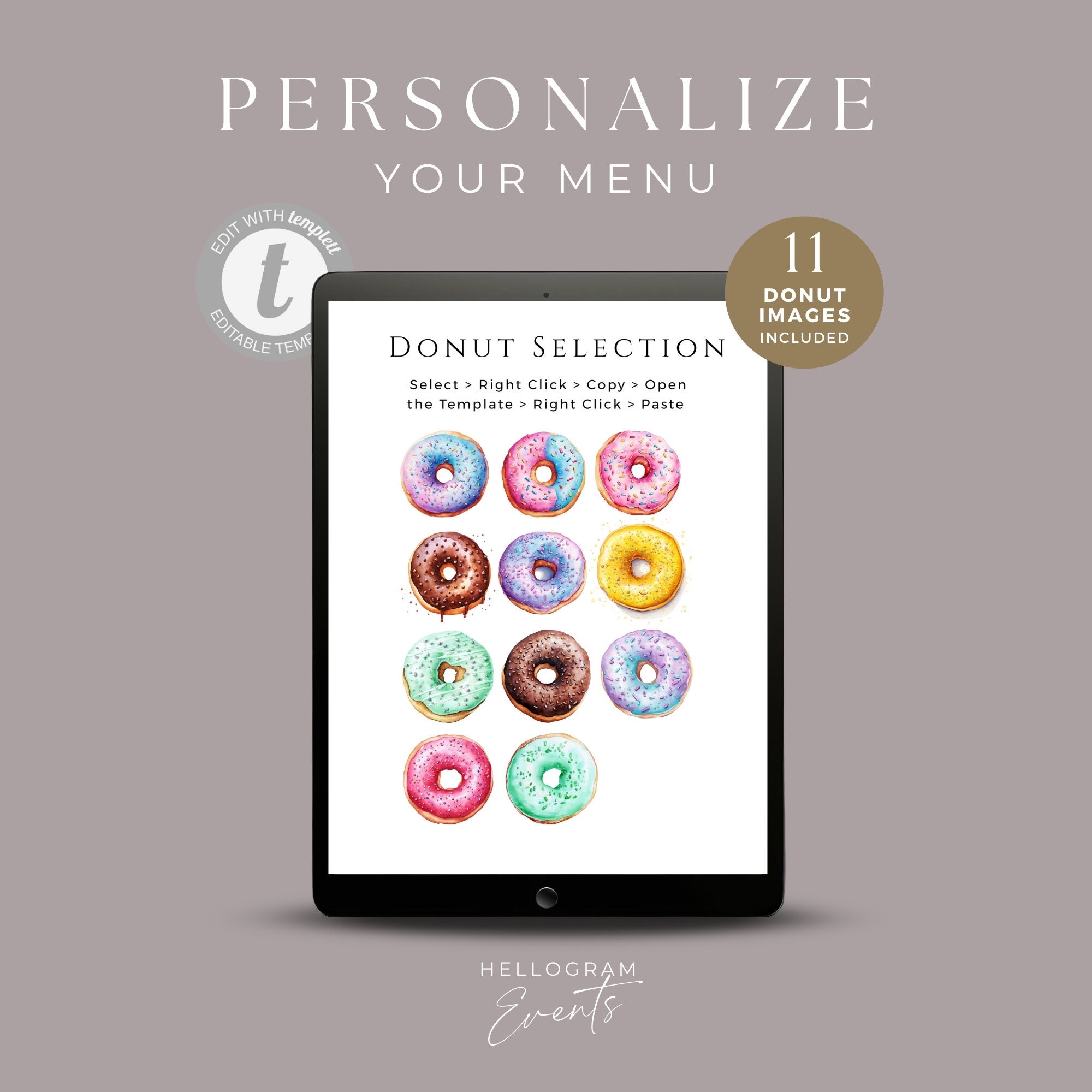 Donut Bar Menu, Wedding Dessert Table Sign, Editable Modern Printable ...